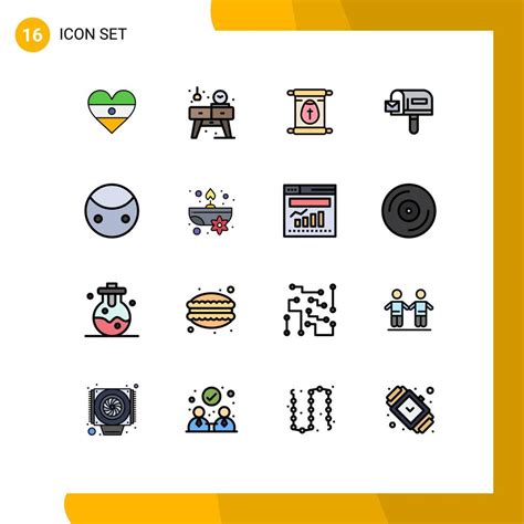 Pack Of 16 Modern Flat Color Filled Lines Signs And Symbols For Web Print Media Such As