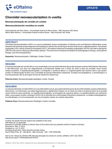 Pdf Choroidal Neovascularization In Uveitis