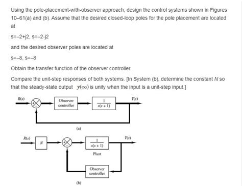 Solved Using The Pole Placement With Observer Approach
