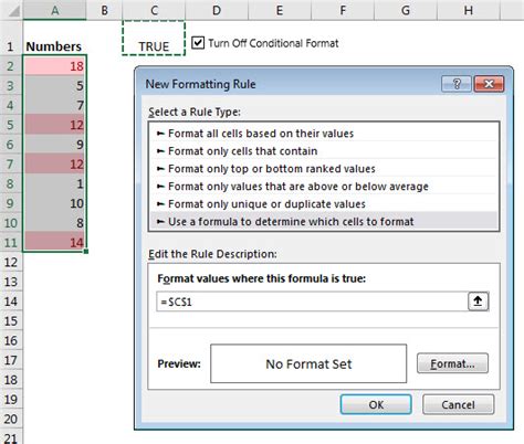 Controlling A Conditional Format With A Checkbox A Accounting