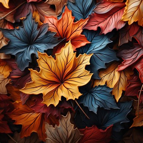 Premium Ai Image Realistic Fall Leaves Wallpaper