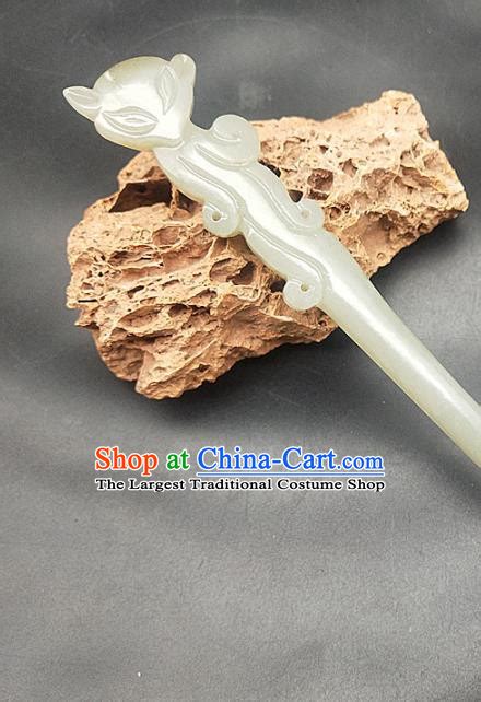 Chinese Handmade Jade Hairpins Ancient Jade Carving Hair Clip Hair