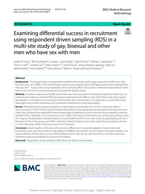 Pdf Examining Differential Success In Recruitment Using Respondent