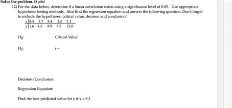Solved Solve The Problem Pts For The Data Below Chegg Com