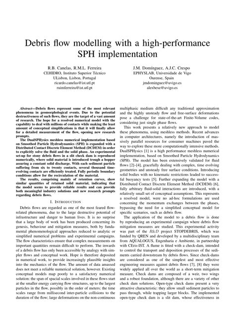 Pdf Debris Flow Modelling With A High Performance Sph Implementation
