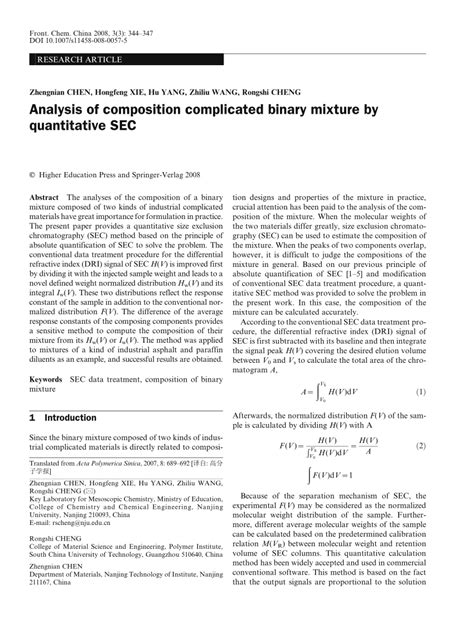 Pdf Analysis Of Composition Complicated Binary Mixture By