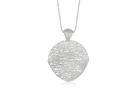 Freeform Weave Shield Pendant In 14k White Gold Richard Cannon Jewelry