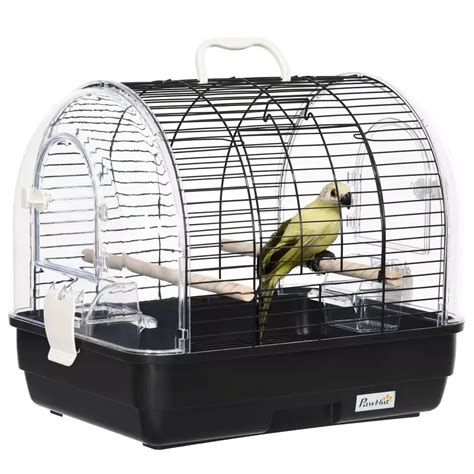 Pawhut Cage à Oiseaux Portable 2 Mangeoires 2 Perchoirs 3 Portes
