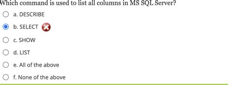 Solved Which Of The Following Commands List Existing