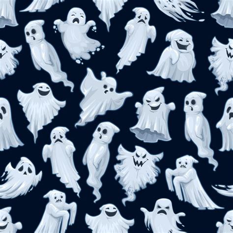 Premium Vector Halloween Holiday Cartoon Ghost Seamless Pattern