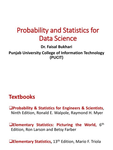 Probability And Statistics For Data Science Pdf Probability And