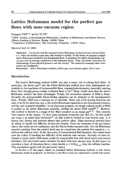 Pdf Lattice Boltzmann Model For The Perfect Gas Flows With Near