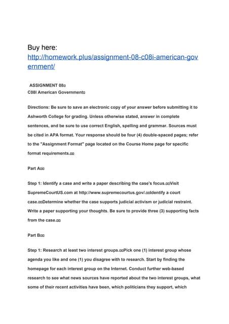 Assignment 08 C08i American Government Pdf