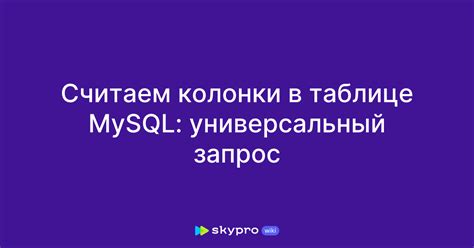 Считаем колонки в таблице Mysql универсальный запрос