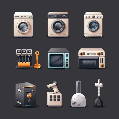 Premium Photo Household Appliance Icon Set