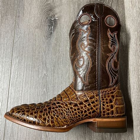 Mens Rodeo Cowboy Alligator Neck Print Western Square Toe Boots Mexico