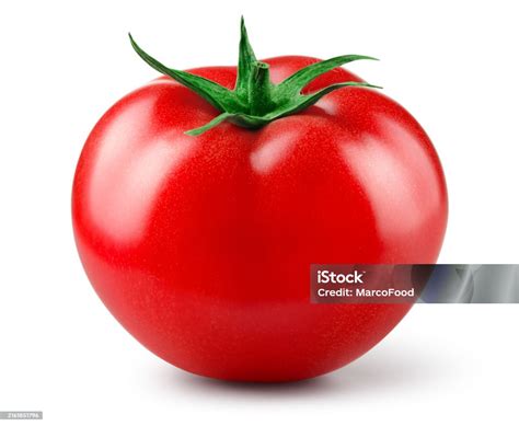 토마토 분리 흰색 배경에 토마토 1 개 완벽하게 수정 된 빨간 토마토 측면도 클리핑 경로 포함 전체 피사계 심도 0명에 대한