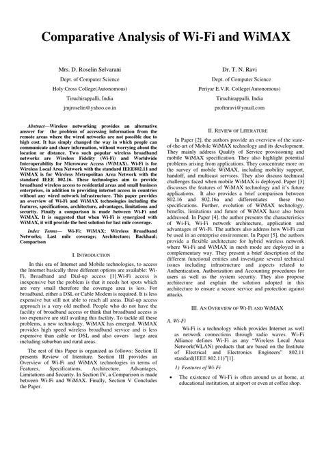 PDF Comparative Analysis Of Wi Fi And WiMAX
