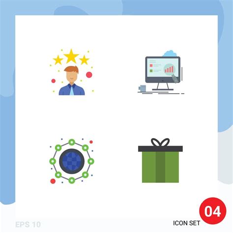 Pack Of 4 Modern Flat Icons Signs And Symbols For Web Print Media Such