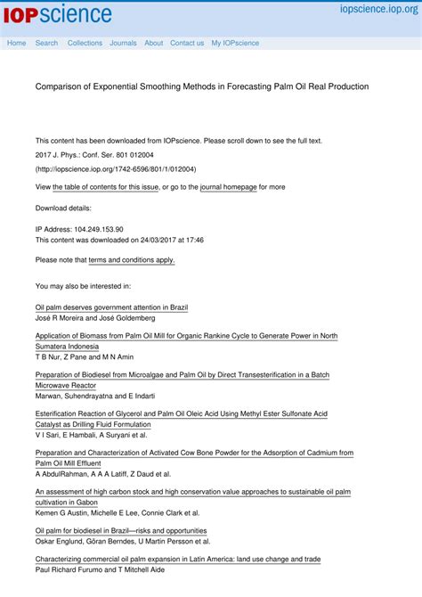 Pdf Comparison Of Exponential Smoothing Methods In Forecasting Palm Oil Real Production