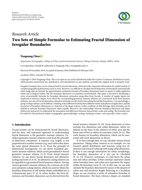 Pdf Two Sets Of Simple Formulae To Estimating Fractal Dimension Of