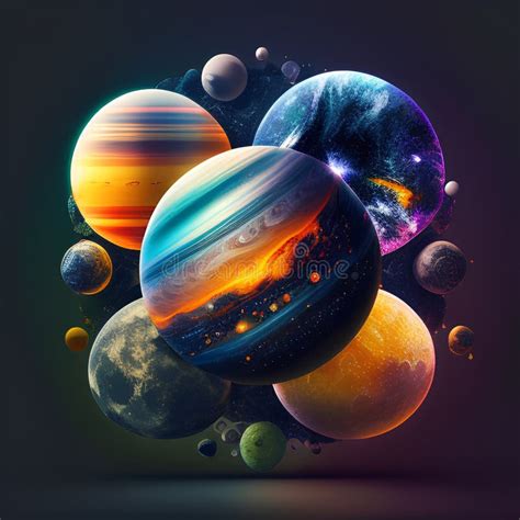 Planets In Space Solar System Cosmos Art Vector Illustration Stock Illustration