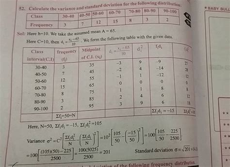 Calculate The Variance And Standard Deviation For The Following Distr
