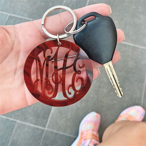 Acrylic Monogrammed Keychain Variety Of Colors Marleylilly