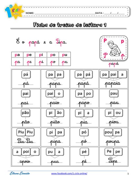 Fichas Para Treino De Leitura P T L D M V Pdf