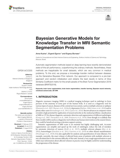 Pdf Bayesian Generative Models For Knowledge Transfer In Mri Semantic