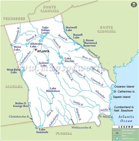 Map Of Florida And Georgia Border Georgia Rivers Map Rivers Map Of Georgia