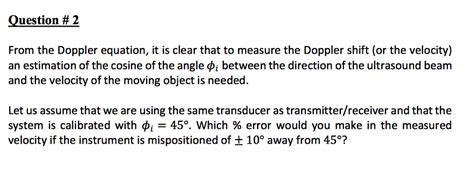 Ọuestion From the Doppler equation it is clear Chegg com