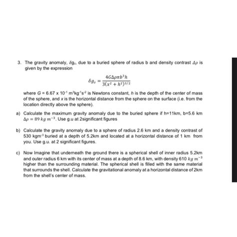 solved the gravity anomaly δgz ﻿due to a buried sphere of