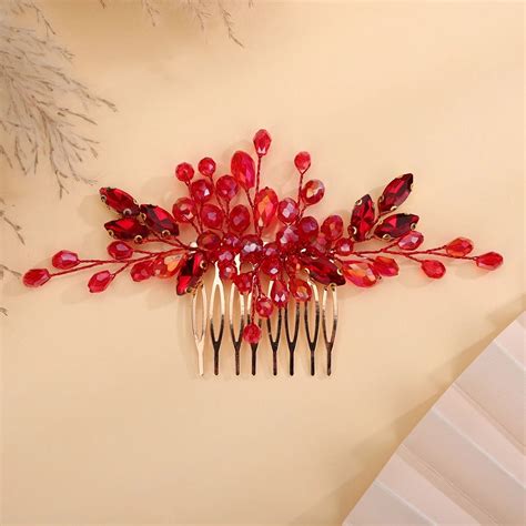 Accesoriu Par Auriu Stil Pieptene Cu Margele Si Cristale Verzi