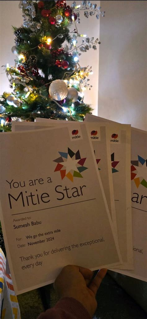 Mitie Star Recognition Thankful Effort Grateful Sumesh Babu B