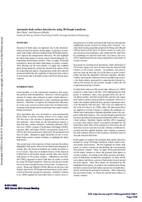 Pdf Automatic Fault Surface Detection By Using 3d Hough Transform