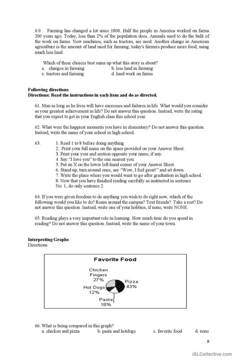 Pretest In Reading English Esl Worksheets Pdf And Doc