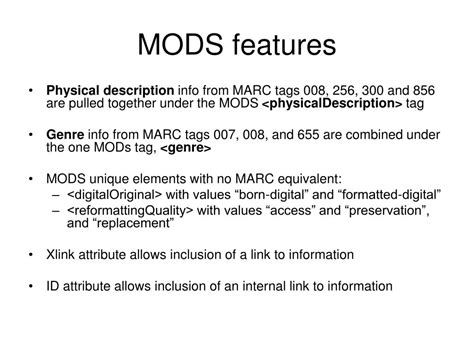 PPT Metadata Object Description Schema MODS PowerPoint Presentation