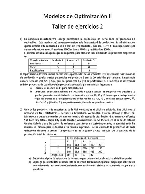 Ejercicios 2 Programación No Lineal Pdf