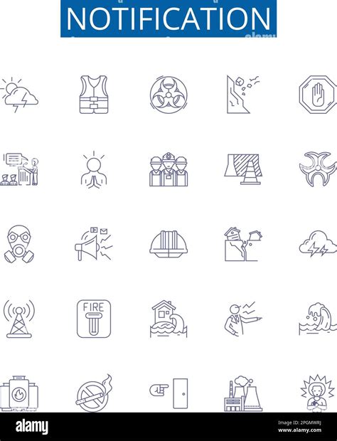 Notification Line Icons Signs Set Design Collection Of Alert Reminder Signal Warning Notice