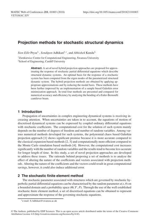 pdf projection methods for stochastic structural dynamics