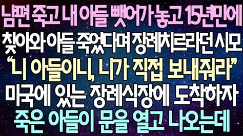 반전 사연 남편 죽고 내 아들 뺏어가 놓고 15년만에 찾아와 아들 죽었다며 장례치르라던 시모 미국에 있는 장례식장에 도착하자 죽은 아들이 문을 열고 나오는데 라디오