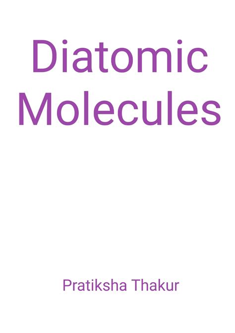 Diatomic Molecules Pdf Chemistry Science