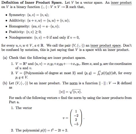 Solved Definition Of Inner Product Space Let V Be A Vector