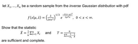 Solved Let X1 … Xn Be A Random Sample From The Inverse