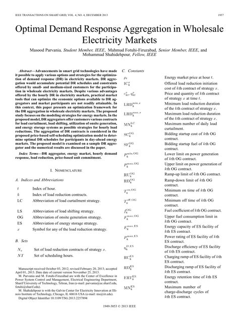 Pdf Optimal Demand Response Aggregation In Wholesale Electricity Markets