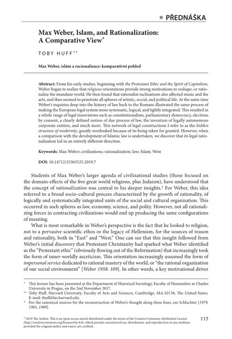 Pdf Max Weber Islam And Rationalization A Comparative View