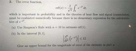 solved the error function erf x 2 squareroot pi