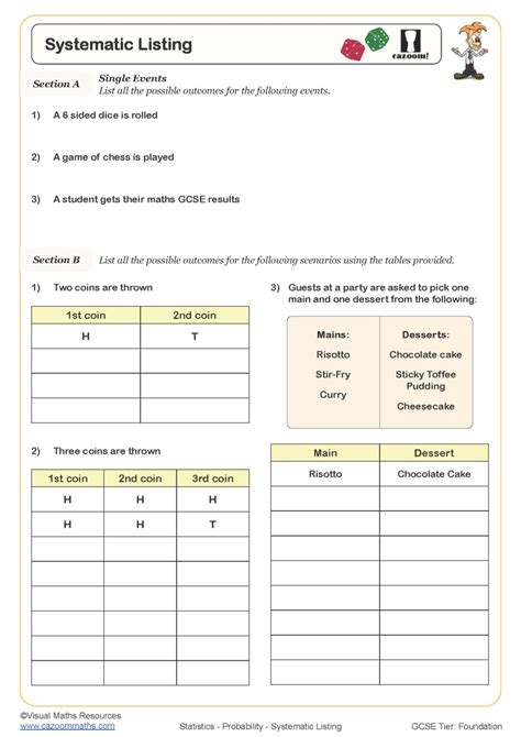Systematic Listing Worksheet Printable Pdf Worksheets