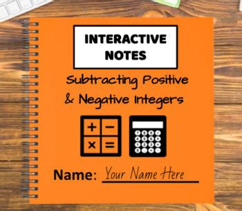 Digital Interactive Notebook Subtracting Integers TPT